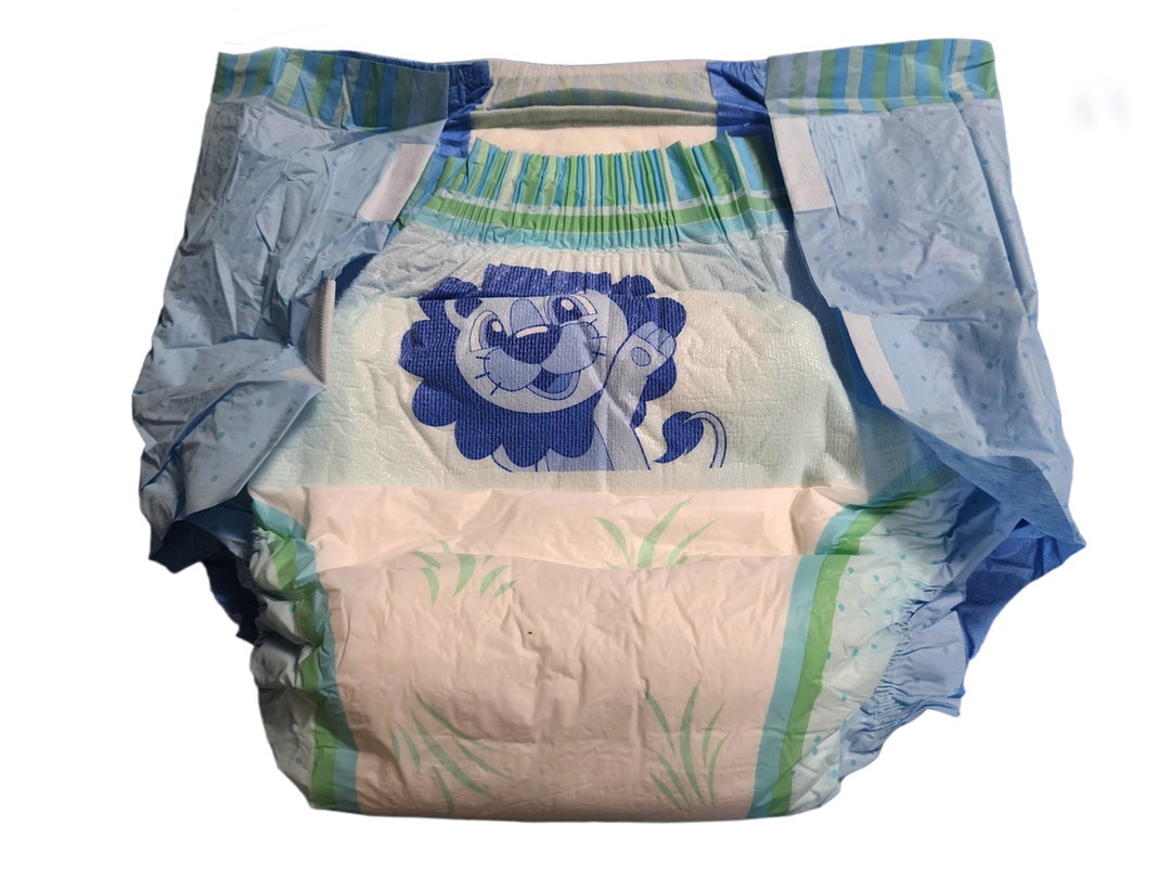 Adult Baby Super Thick Single DIAPER. Blue Lion. Disposable Two TAPES ...