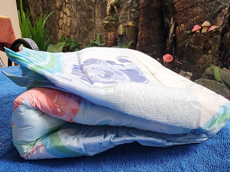 Adult Baby Super Thick Single DIAPER. Blue Lion. Disposable Two TAPES ...