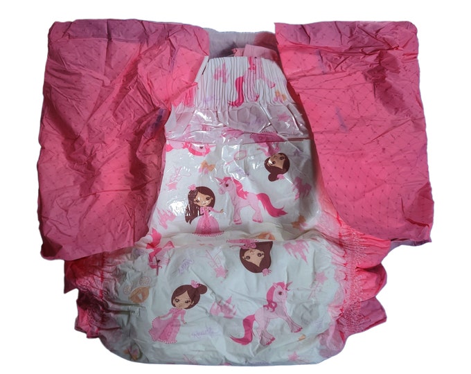One Single Adult Baby Super Thick DIAPER. Pink Princess. Disposable Two ...