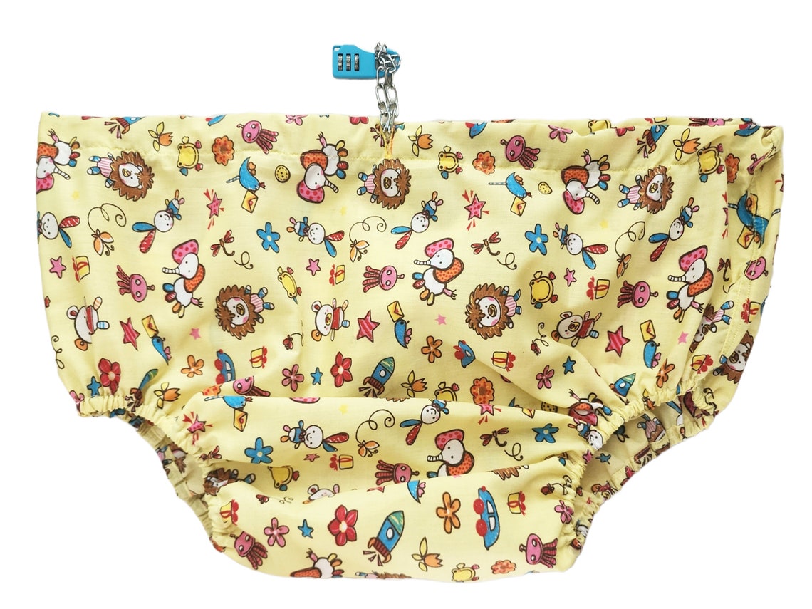 Abdl Locking Diaper Cover. Yellow Animal Size S, M, L, Xl. Cotton Print ...