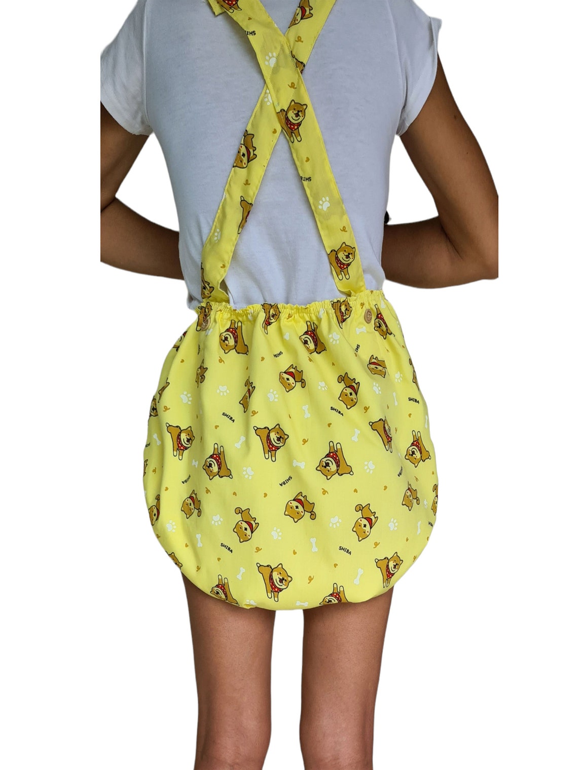 Adult Baby ROMPER, DUNGAREE, Yellow Dogs, Strap Sliders With Press ...