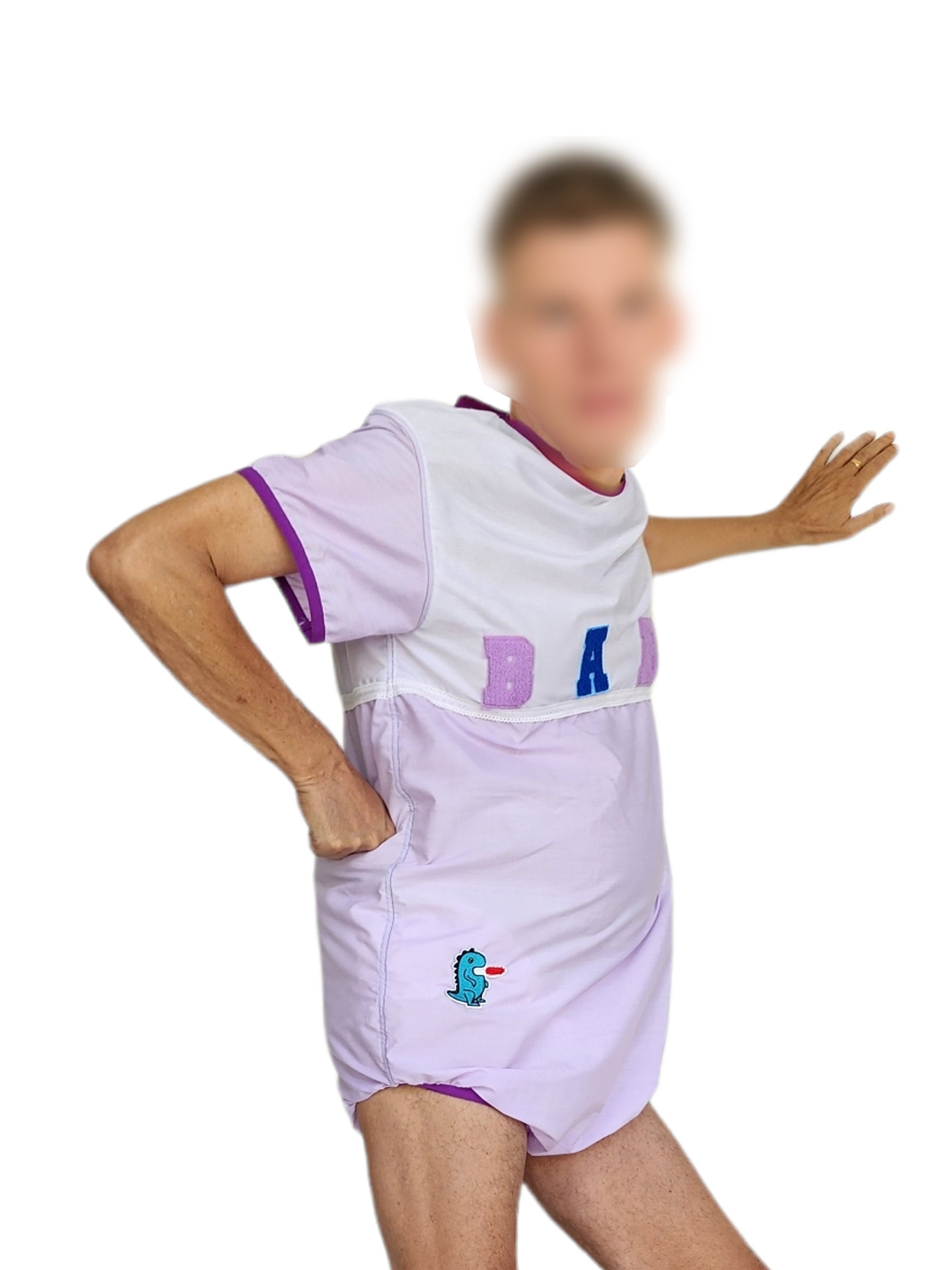 ABDL Onesie. Non Stretch Cotton. Snap Crotch. BABY Logo and Dinosaur ...