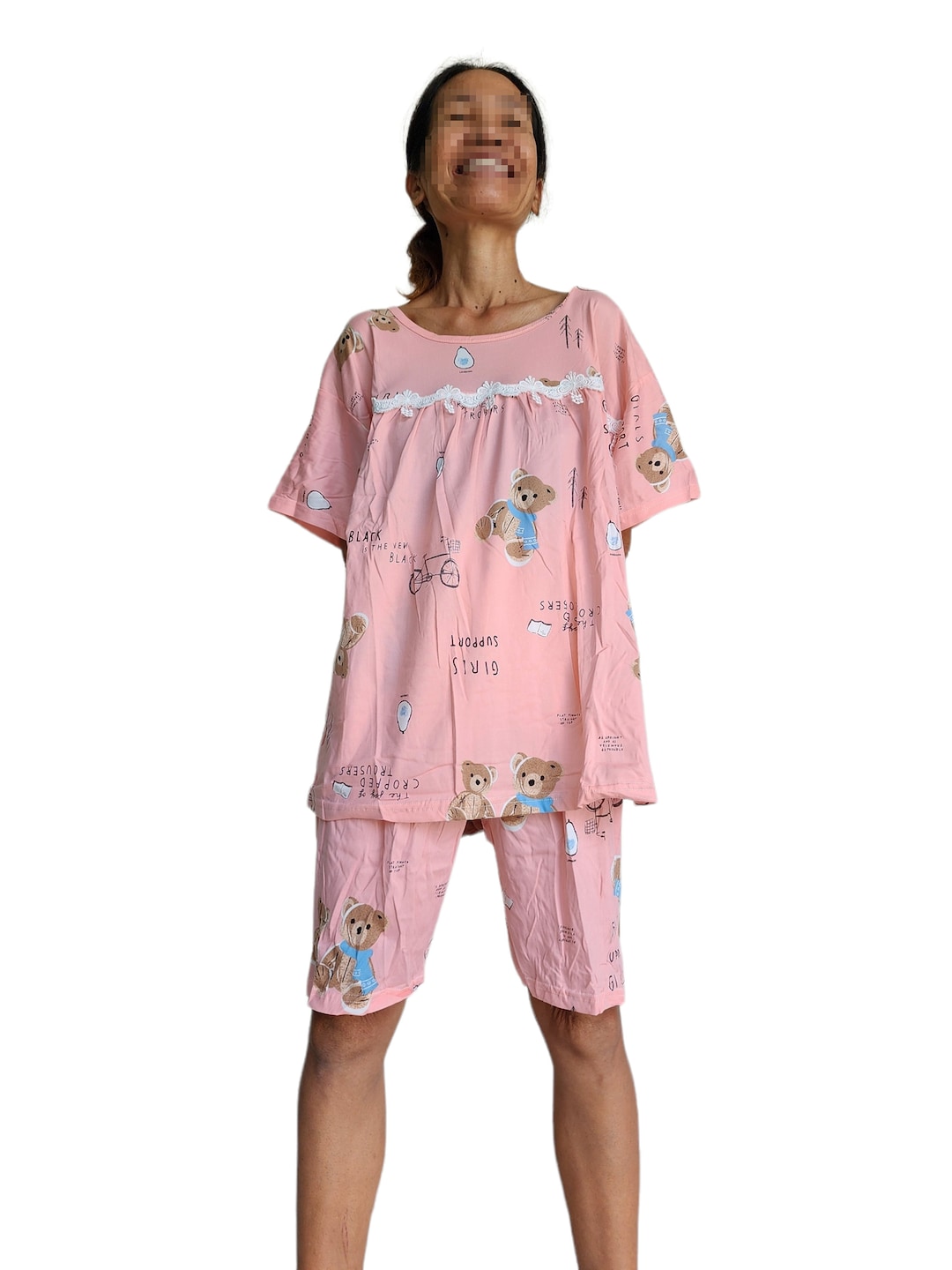 ABDL DRESS & Shorts. Pink Teddy Bear Sissy Lace Trim. Short Smock Dress ...