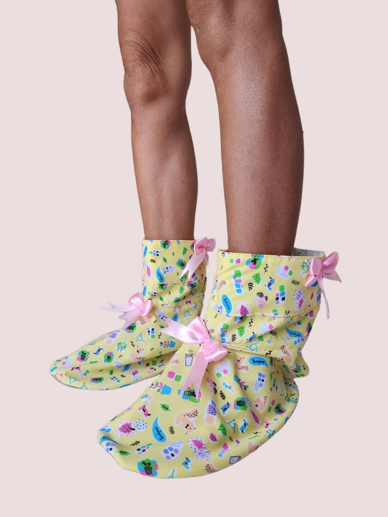 Pair. Abdl Booties Adult Baby BOOTIES YELLOW With Pink Bows - Etsy