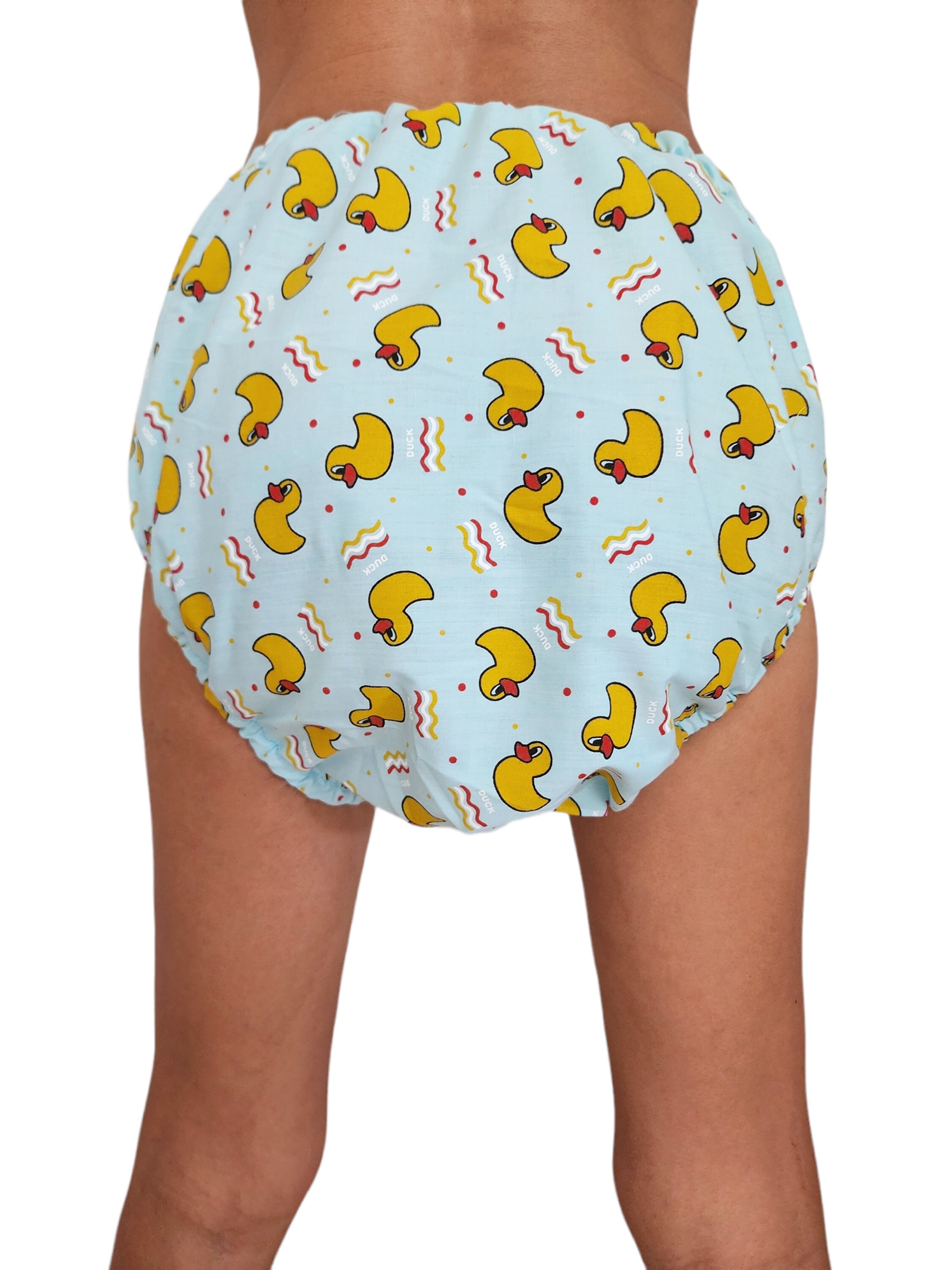 Abdl Plastic Pants Covered by Cute Cotton Cartoon Print. Turquoise With ...