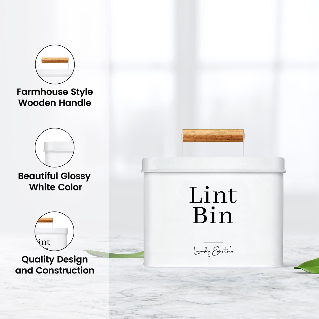 Modern Farmhouse Lint Bin for Laundry Room Decor and Accessories, Metal ...