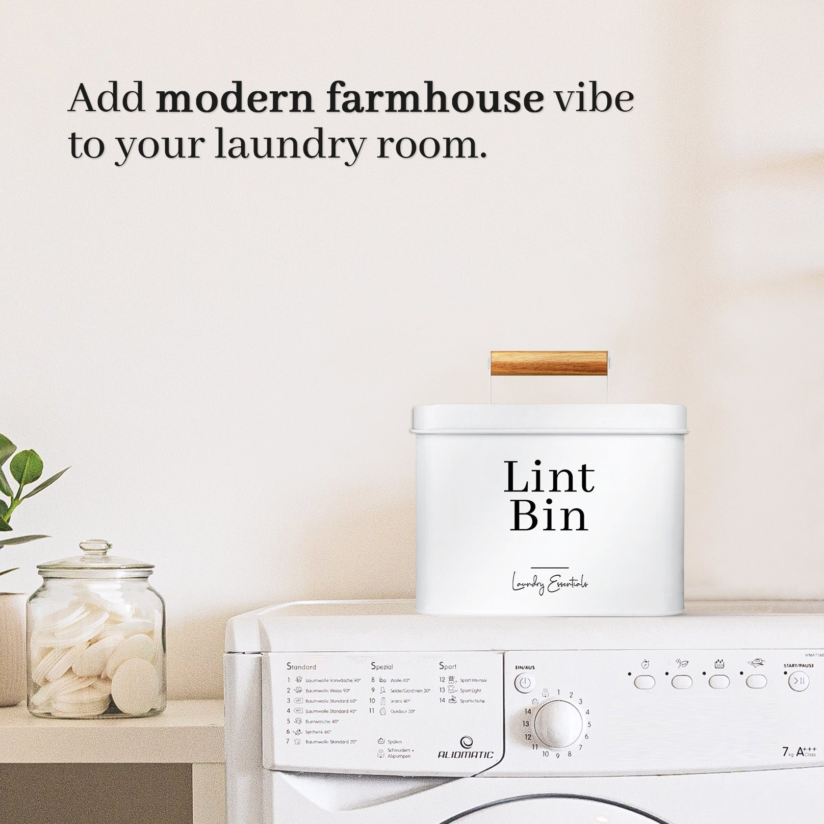 Modern Farmhouse Lint Bin for Laundry Room Decor and - Etsy