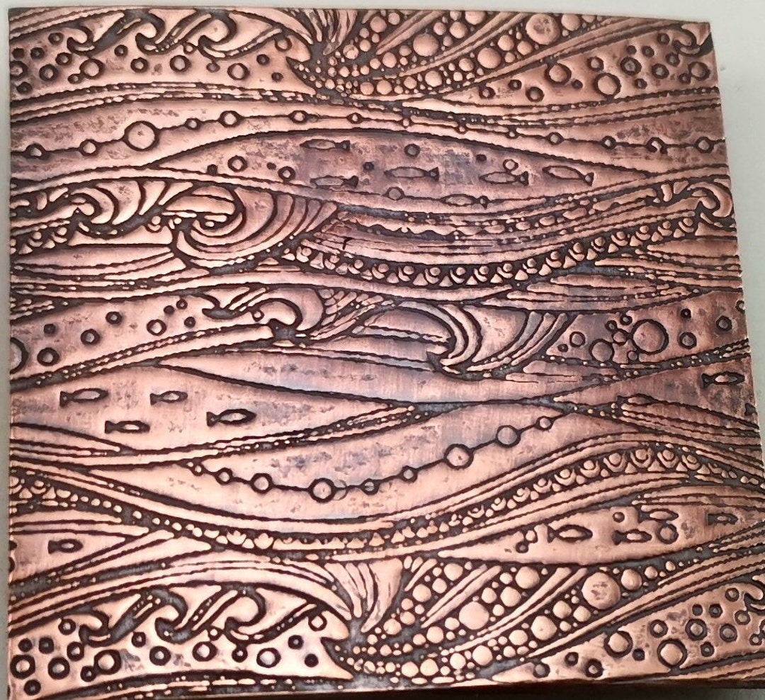 Patterned Copper Sheet for Jewelry Making – STORMY SEAS Waves Fish - Etsy