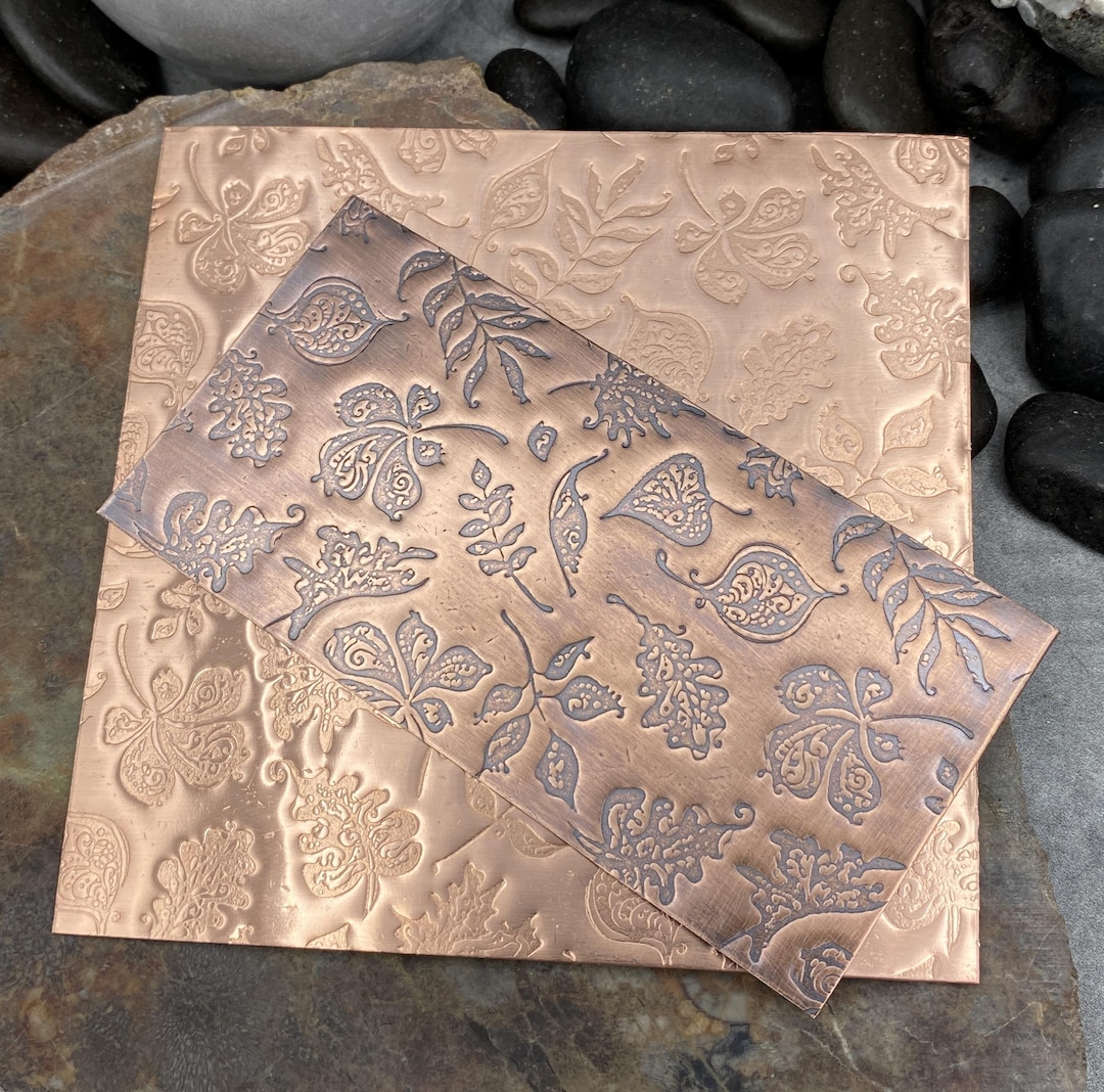 Patterned Copper Sheet for Jewelry Making – VINTAGE LEAVES Pattern - 3 ...