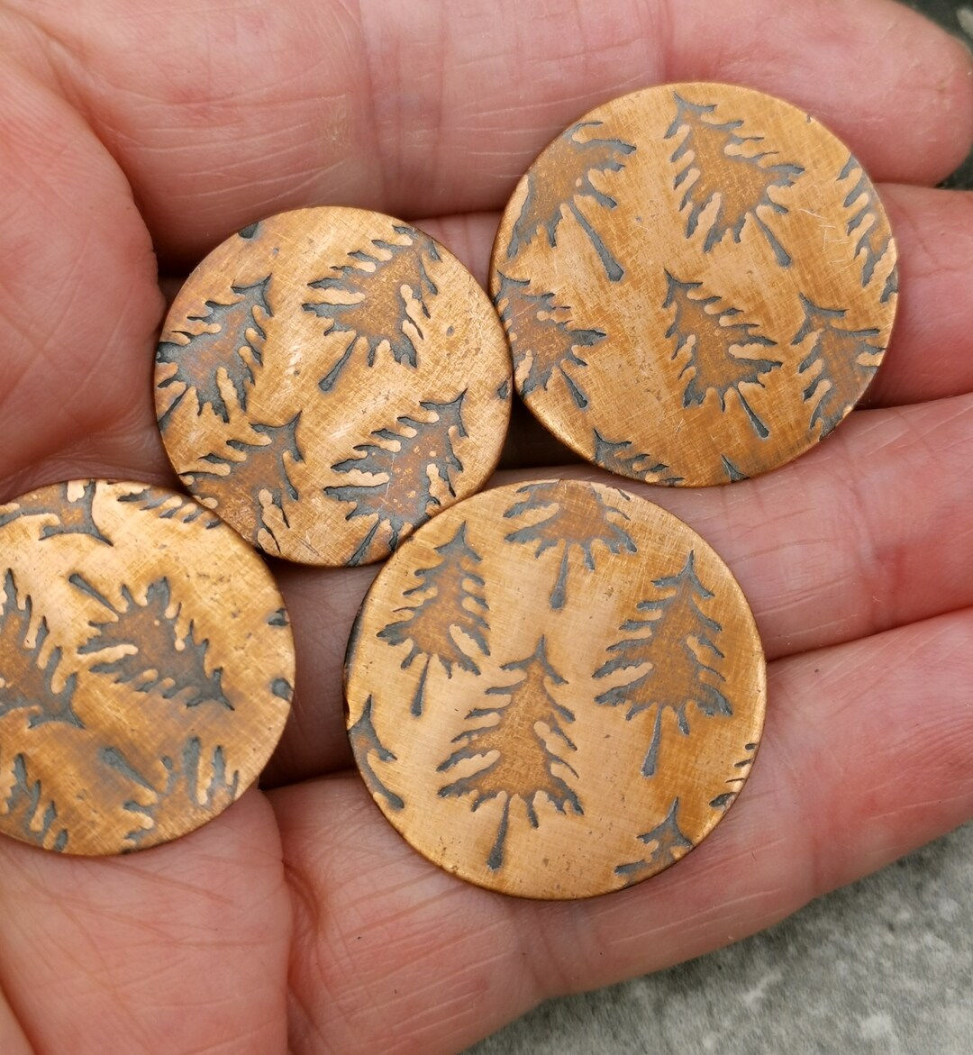 PINE TREE Copper Discs Round Discs - Etsy