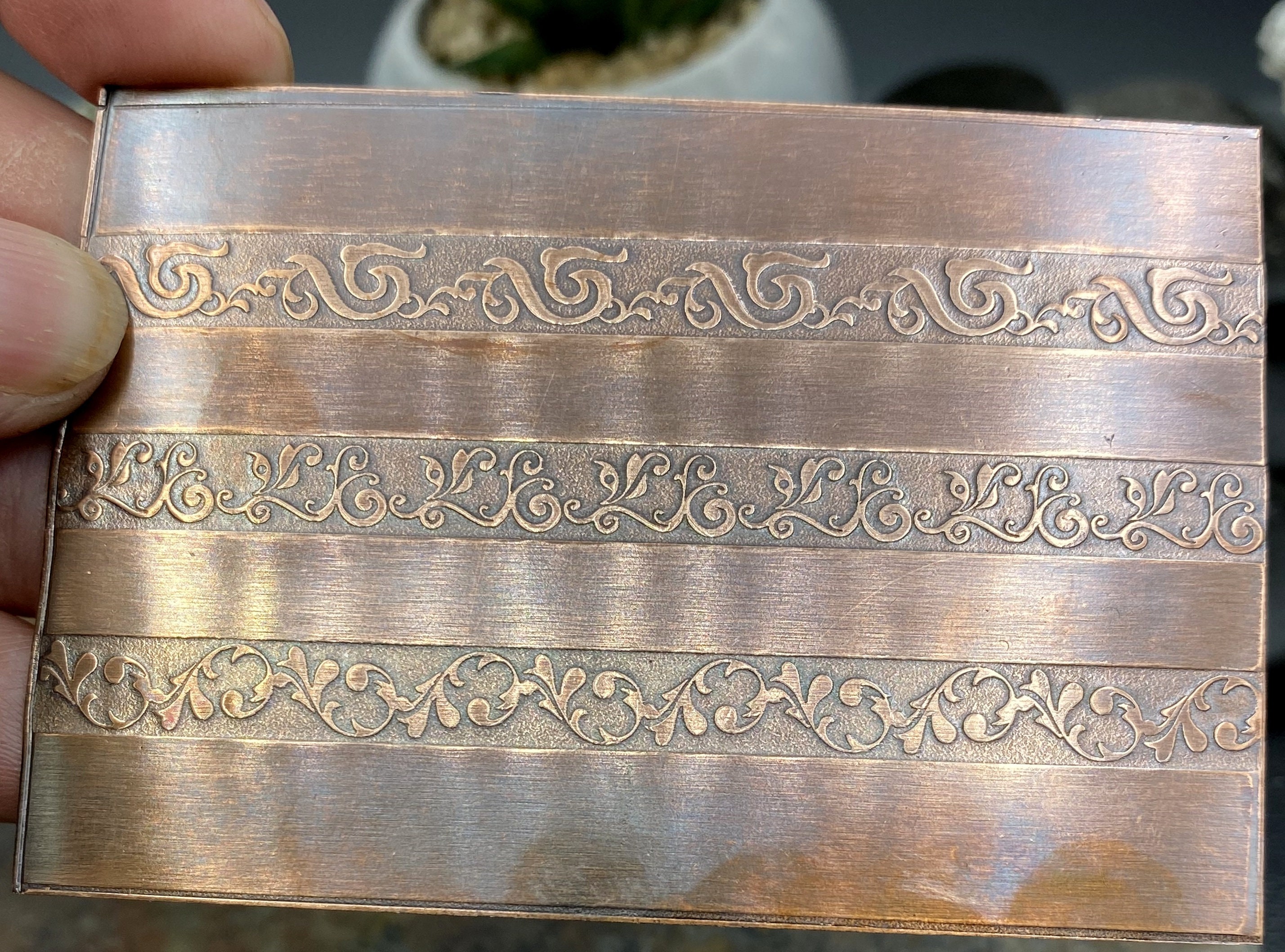 Vining A Ring Hoops 3x2 Patterned Copper Sheet Metal - Etsy