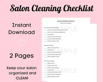 Hair Salon Cleaning Checklist Daily Weekly Checklist - Etsy
