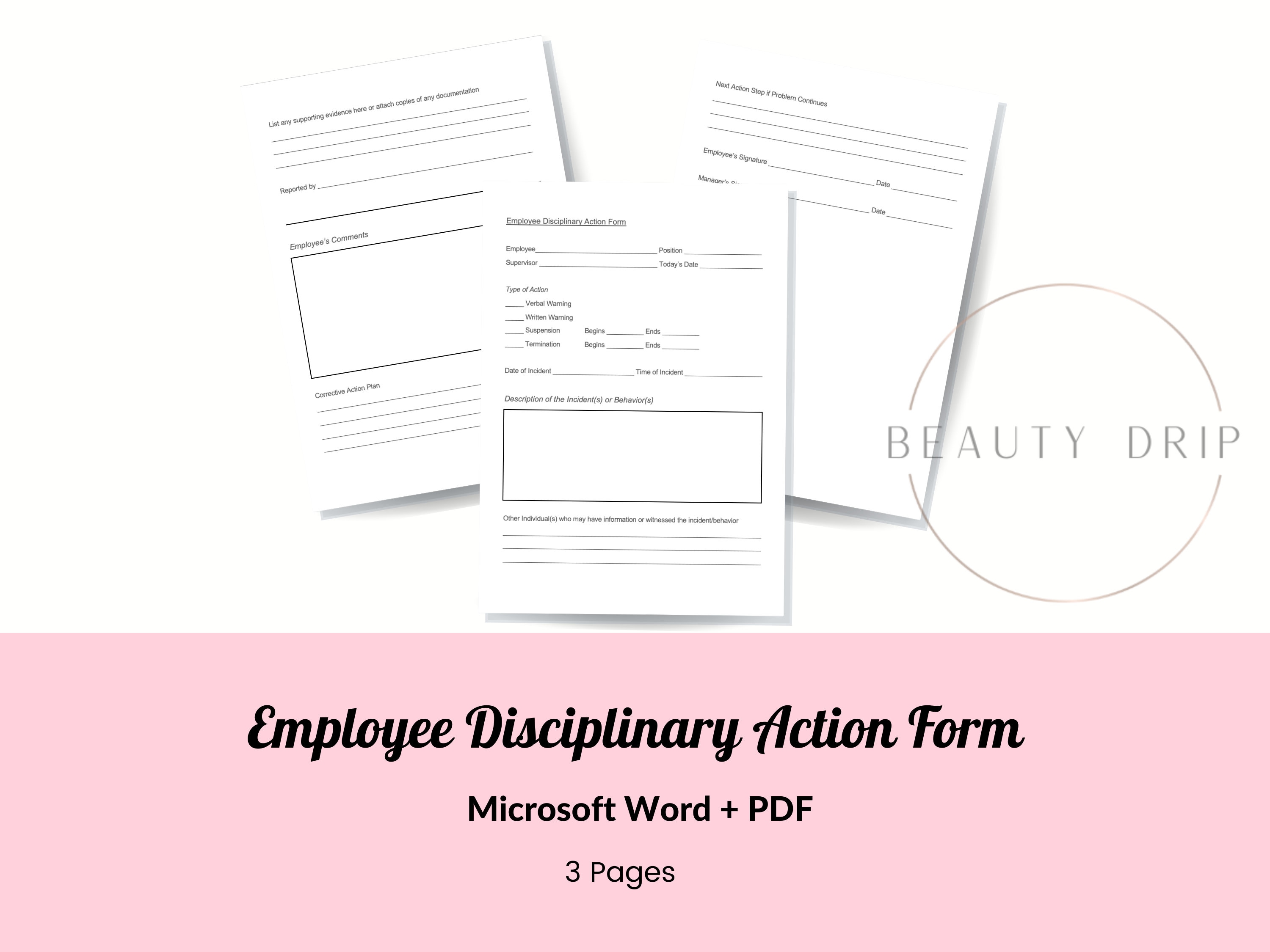 Employee Disciplinary Action Form - Etsy