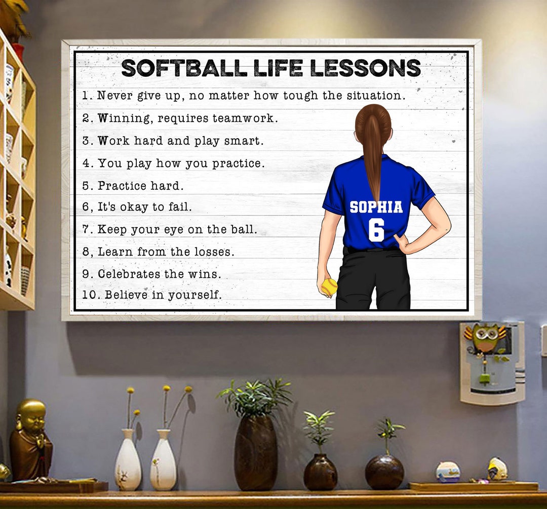 Softball Life Lessons, Customized Softball Poster, Personalized ...