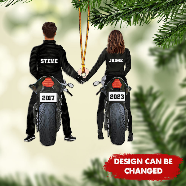 Personalized Biker Couple Motorcycle Ornament - Etsy