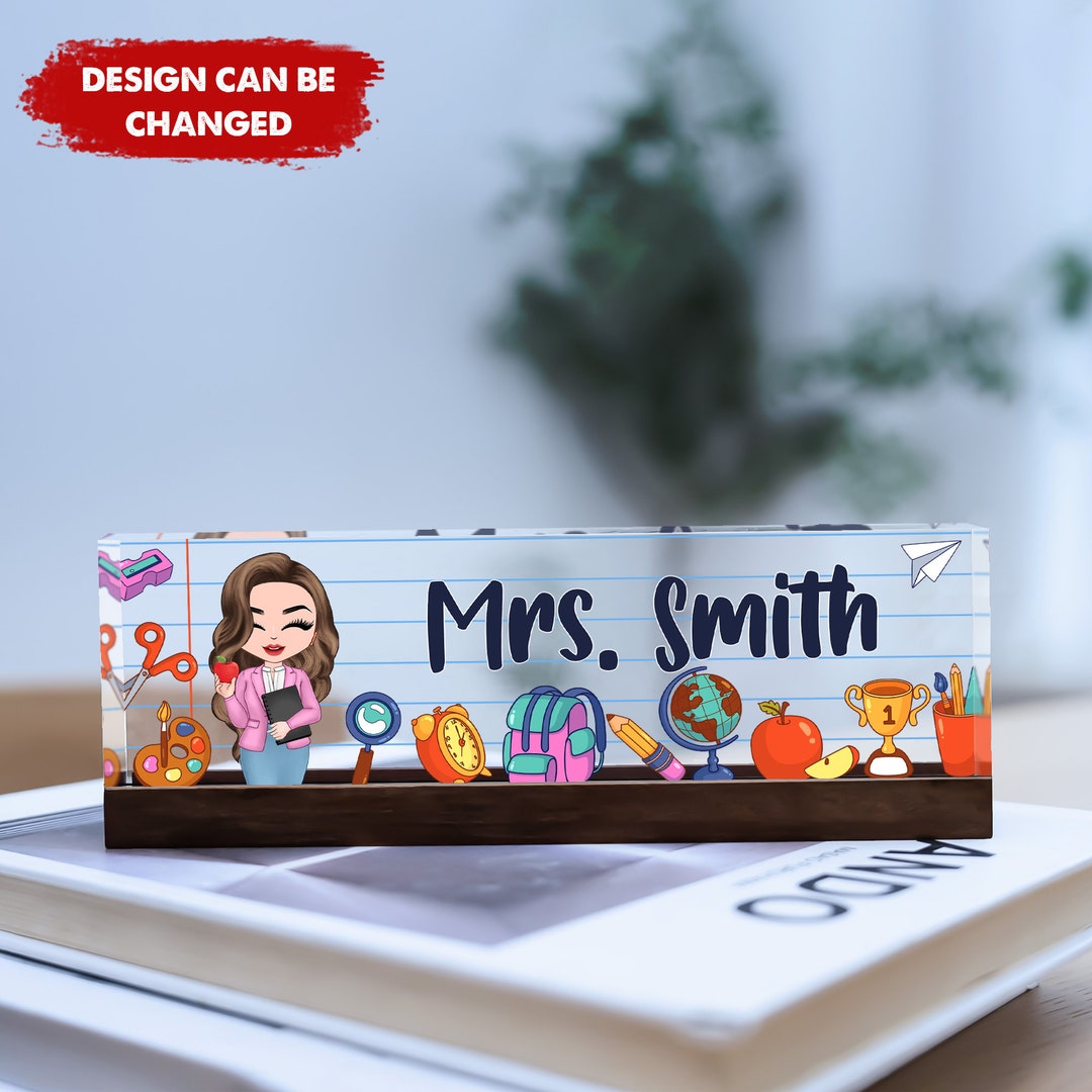 Personalized Teacher Desk Name Plate, Teacher Name Plate, Teacher Gift ...