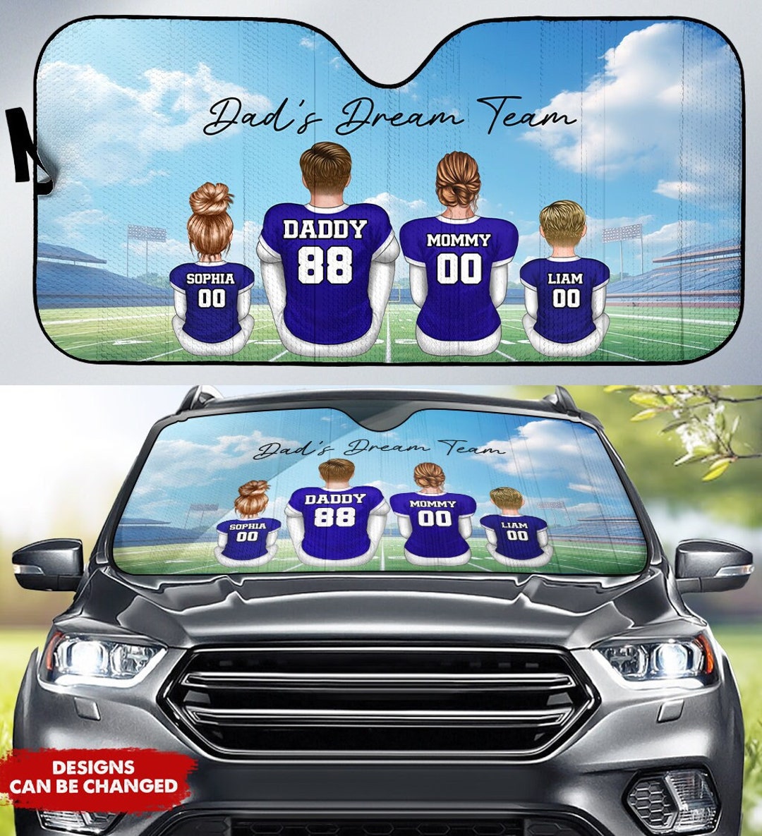 Custom Football Family Sitting Team Auto Sun Shade, Mothers Day ...