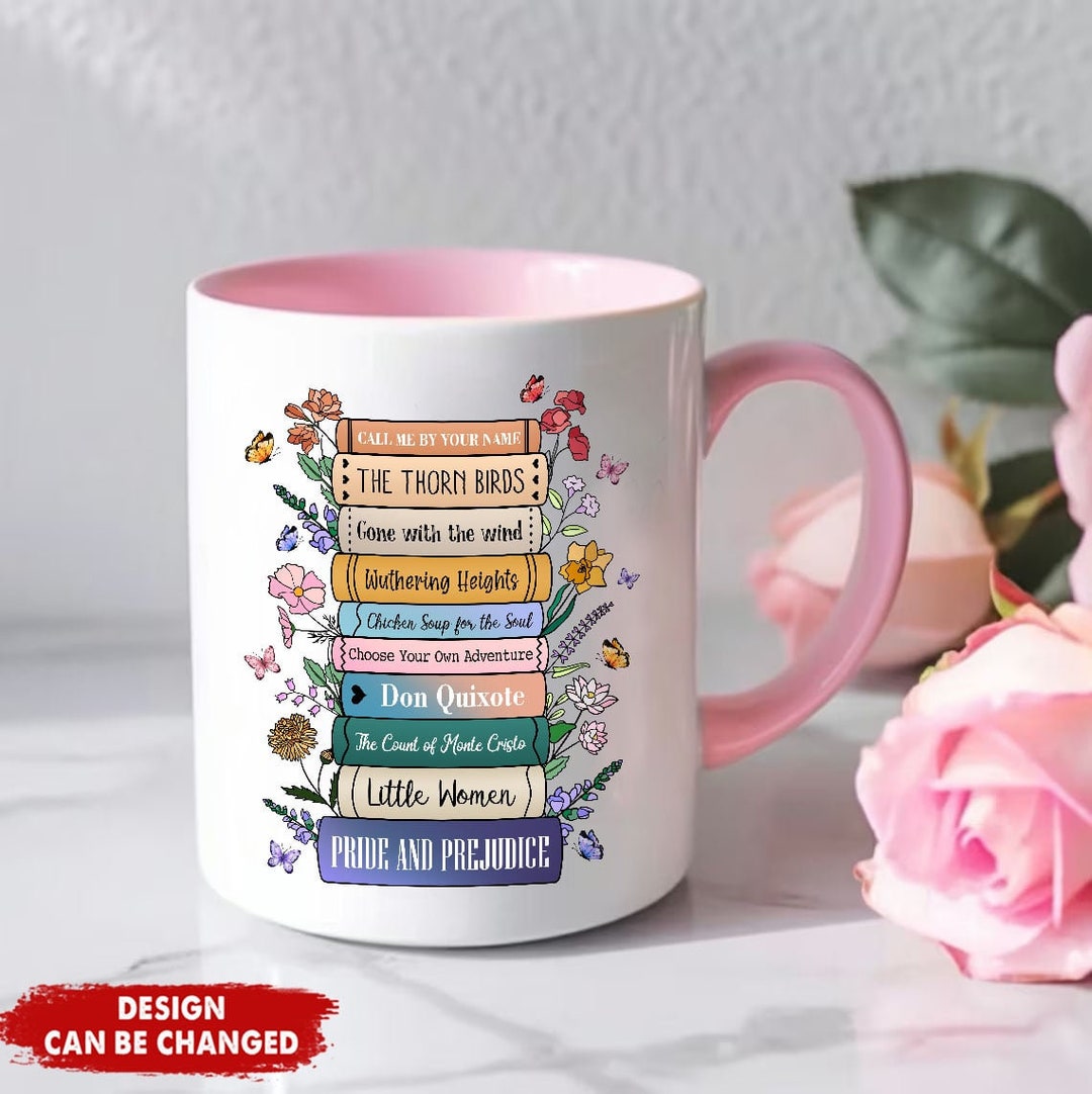 Custom Two-tone Mug With Books Names, Custom Book Lover Gift, Gift for ...
