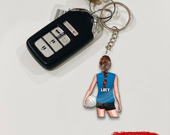 Girls VOLLEYBALL Player Keychain Gift, Personalized FREE With Name ...