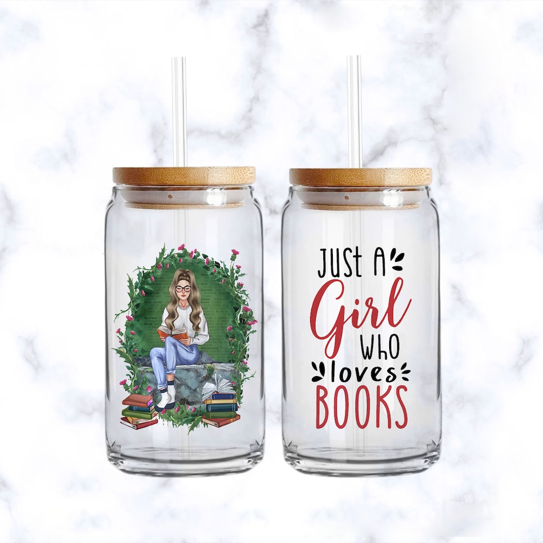 Custom Book Glass Tumbler With Straw and Lid Custom Book - Etsy