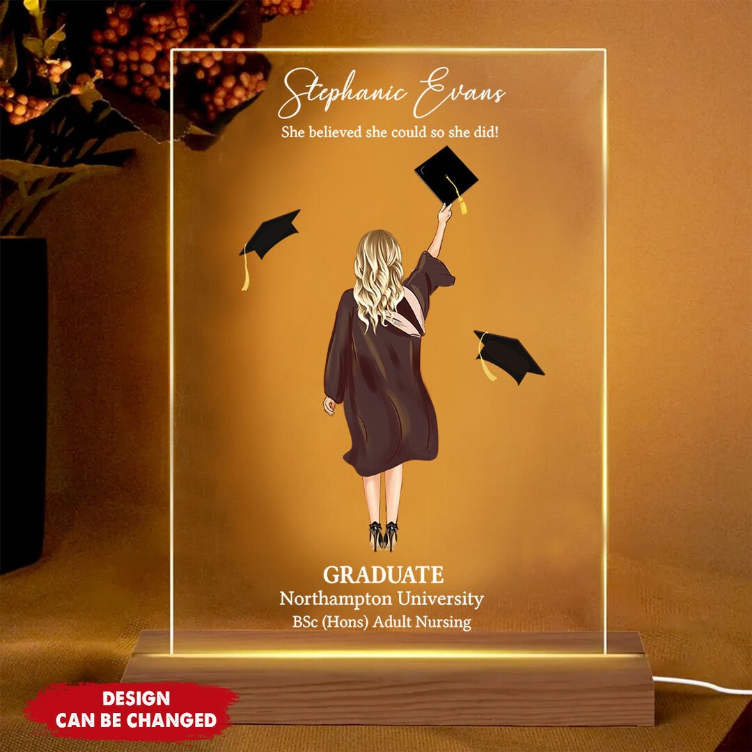 Personalized Graduation LED Light, Personalized Night Light, Graduation ...