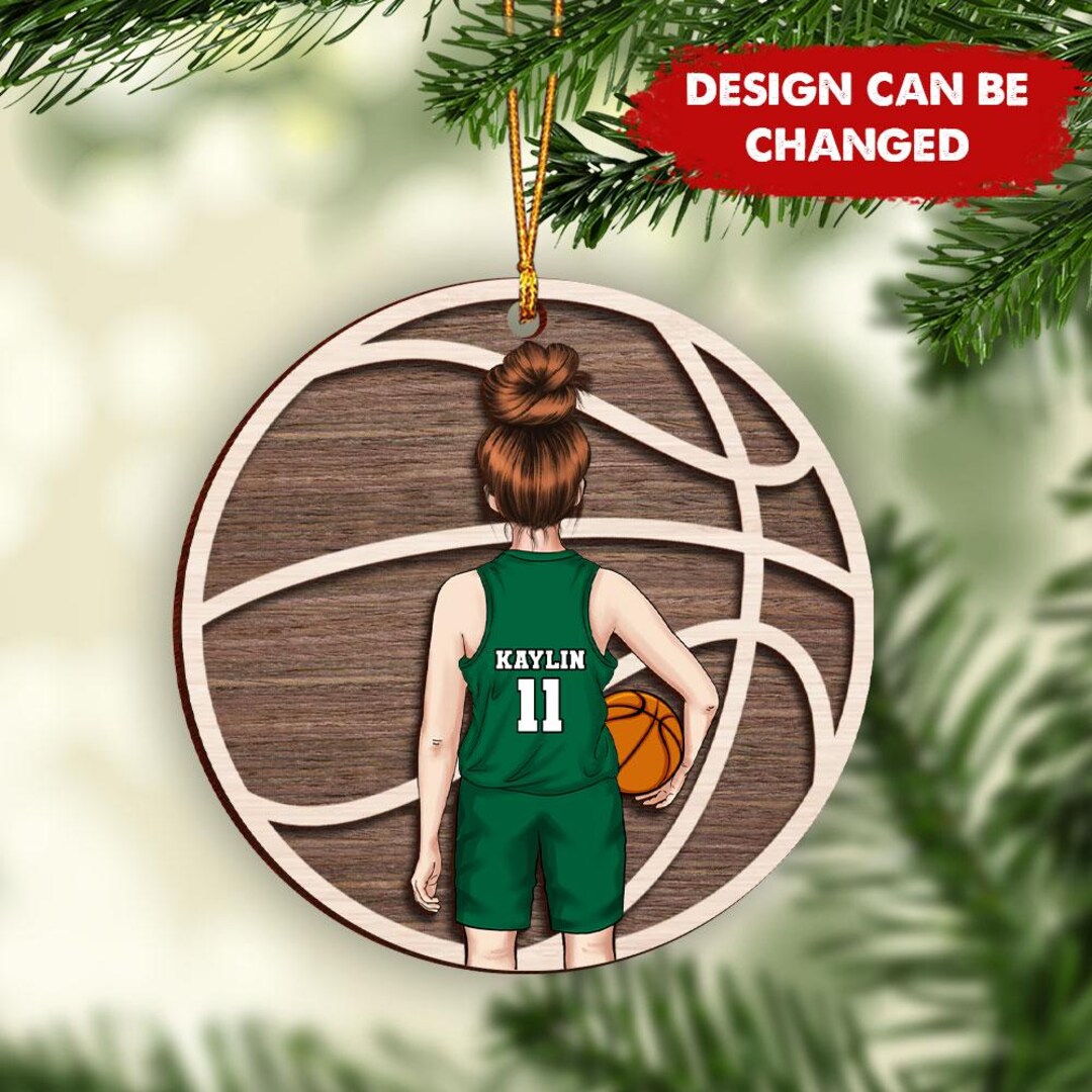 Custom Basketball Girl 2 Layers Wooden Ornament, Gift for Basketball ...