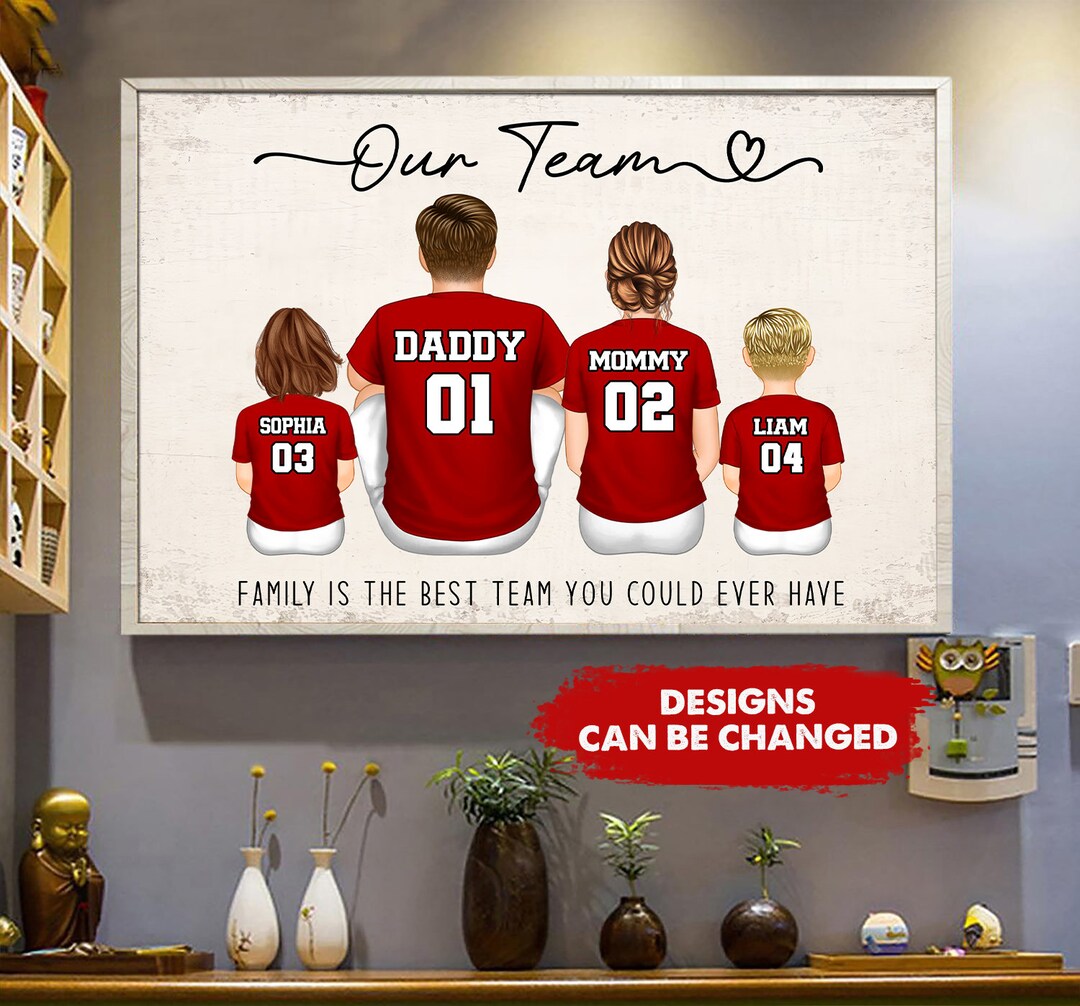 Custom Soccer Family Sitting Team Poster, Football Team Dad Gift ...