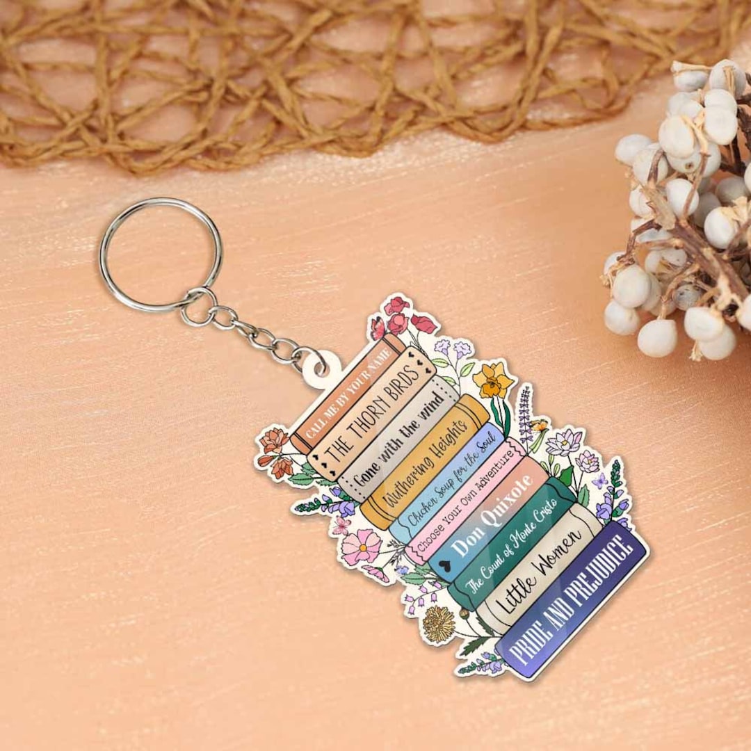 Custom Favorite Books Acrylic Keychain, Custom Book Lover Gift, Gift ...