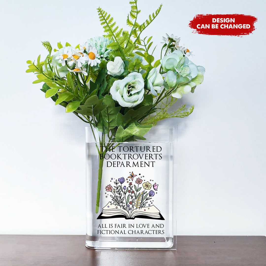 The Tortured Booktroverts Department Acrylic Vase, Book Shaped Flower ...