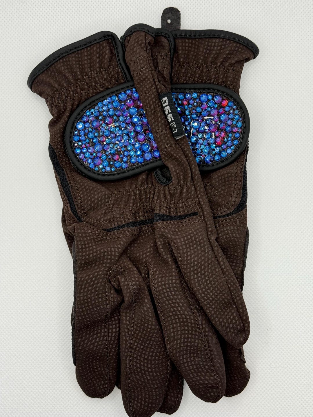 Crystal Rhinestone Dressage Riding Gloves Chocolate Brown Size 6 (DR1 ...