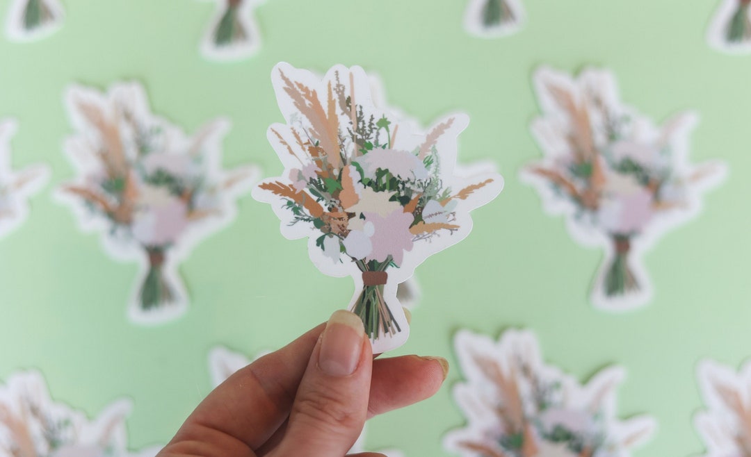 Pastel Bouquet Sticker, Wedding Bouquet, Scrapbook Sticker, Bridesmaid ...