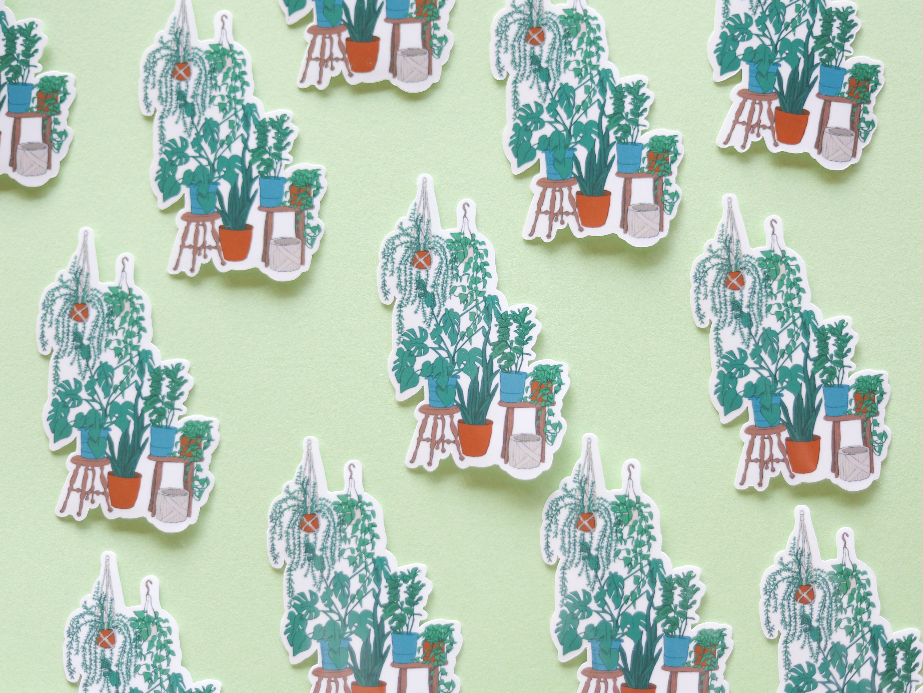Hanging Plant Sticker, Assorted Plants Sticker, Potted Plants, Plant ...
