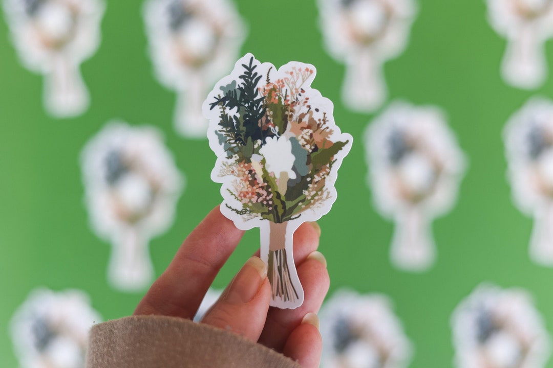 Green Bouquet Sticker, Deep Green Flower Sticker, Bridesmaid Gift ...