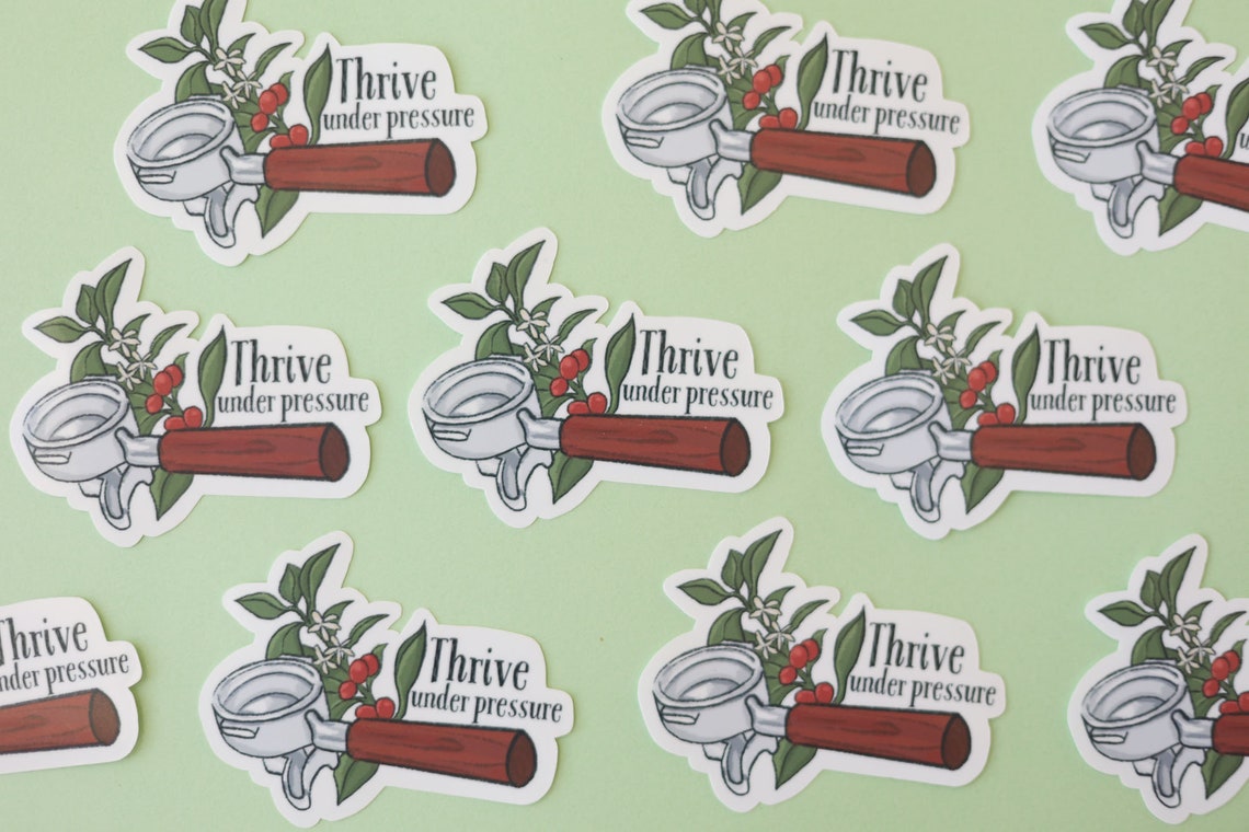 Coffee Puck Sticker, Coffee Plant Sticker, Barista Sticker, Thrive ...
