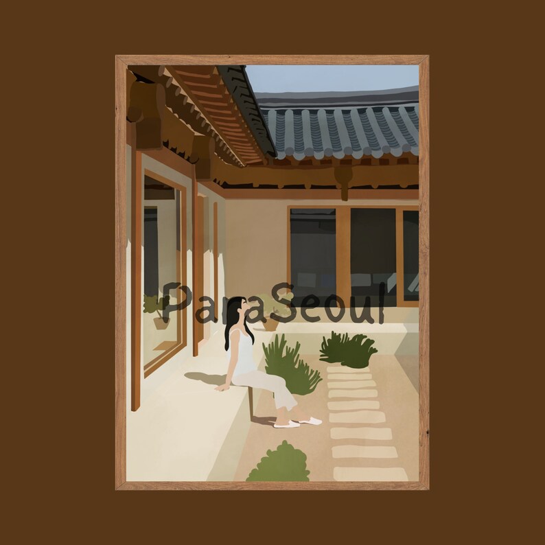 Summer Hanok Wall Art, Seoul Printable Art, Korean Artwork, Korean Girl ...