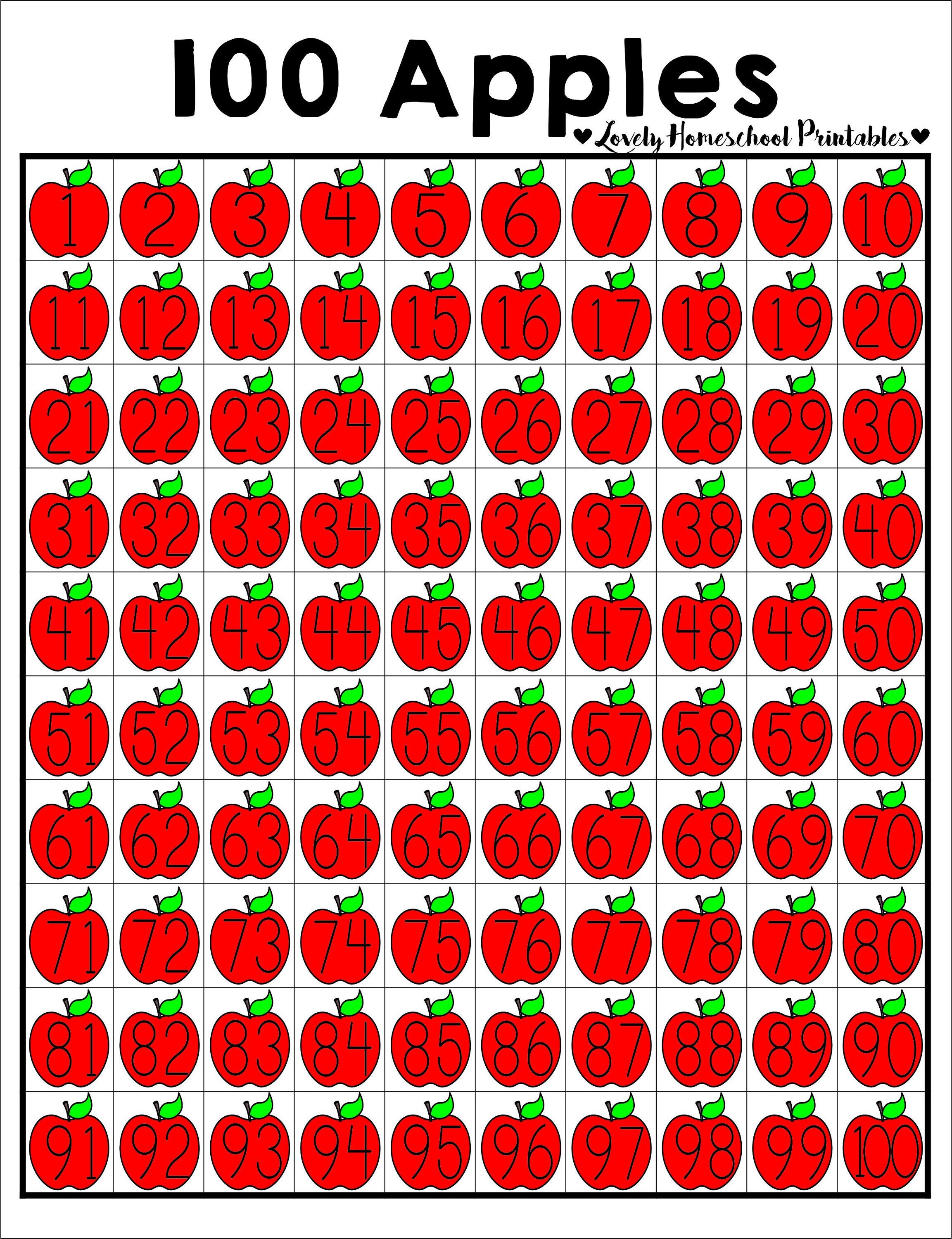 Apple Hundred Chart, Hundred Chart, Preschool Math, Homeschool Math ...