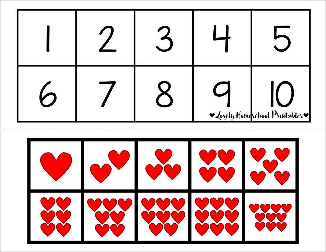 Heart Count Cut & Glue 1-10, Valentine's Math Activity, Preschool Math ...