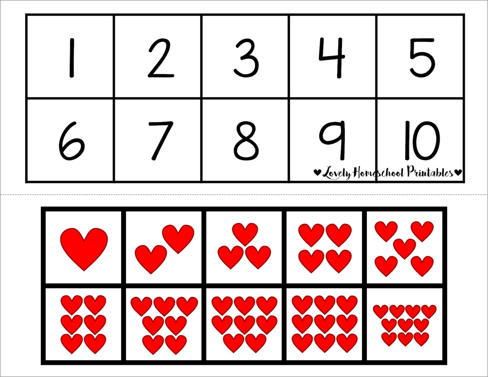 Heart Count Cut & Glue 1-10, Valentine's Math Activity, Preschool Math ...