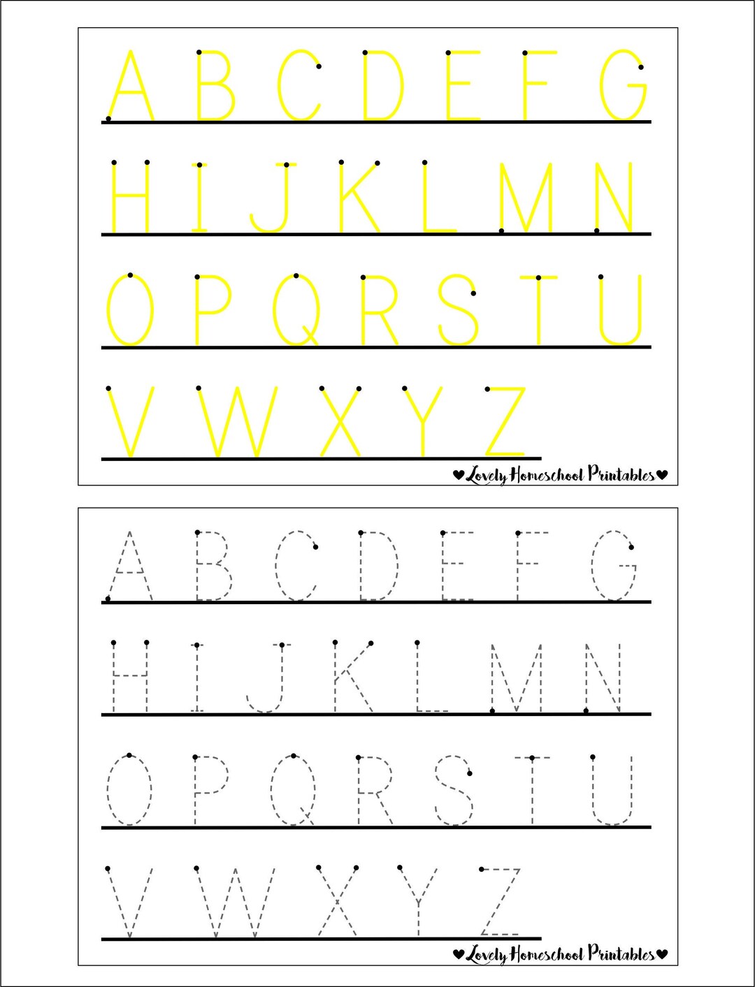 Alphabet and Number Tracing, Preschool Printable Tracing Pages, Home ...