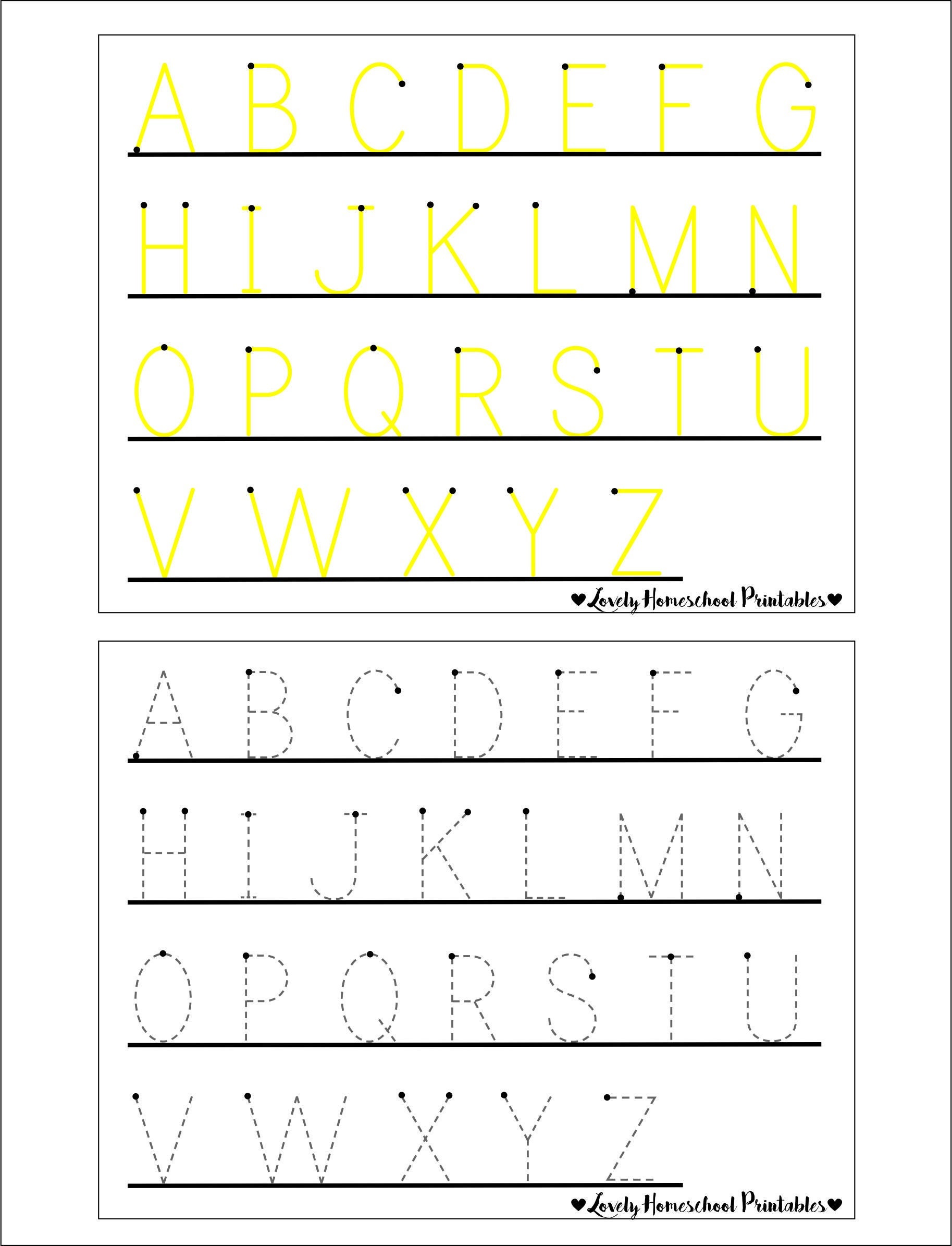 Alphabet and Number Tracing, Preschool Printable Tracing Pages, Home ...