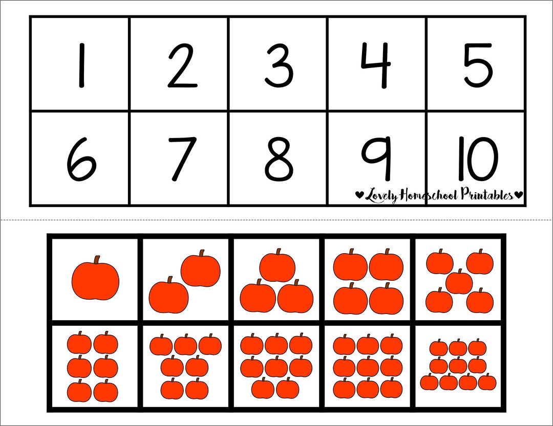Pumpkin Count, Cut & Glue 1-10, Preschool Math Printable, Homeschool ...