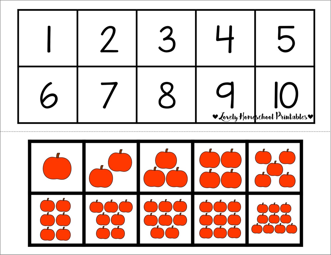 Pumpkin Count, Cut & Glue 1-10, Preschool Math Printable, Homeschool ...