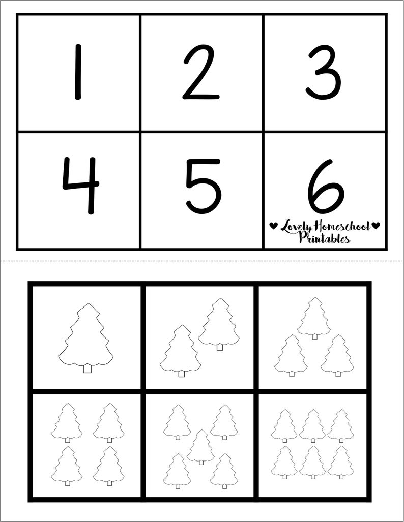 Christmas Tree Count, Cut & Glue 1-6, Preschool Math Printable, Home ...