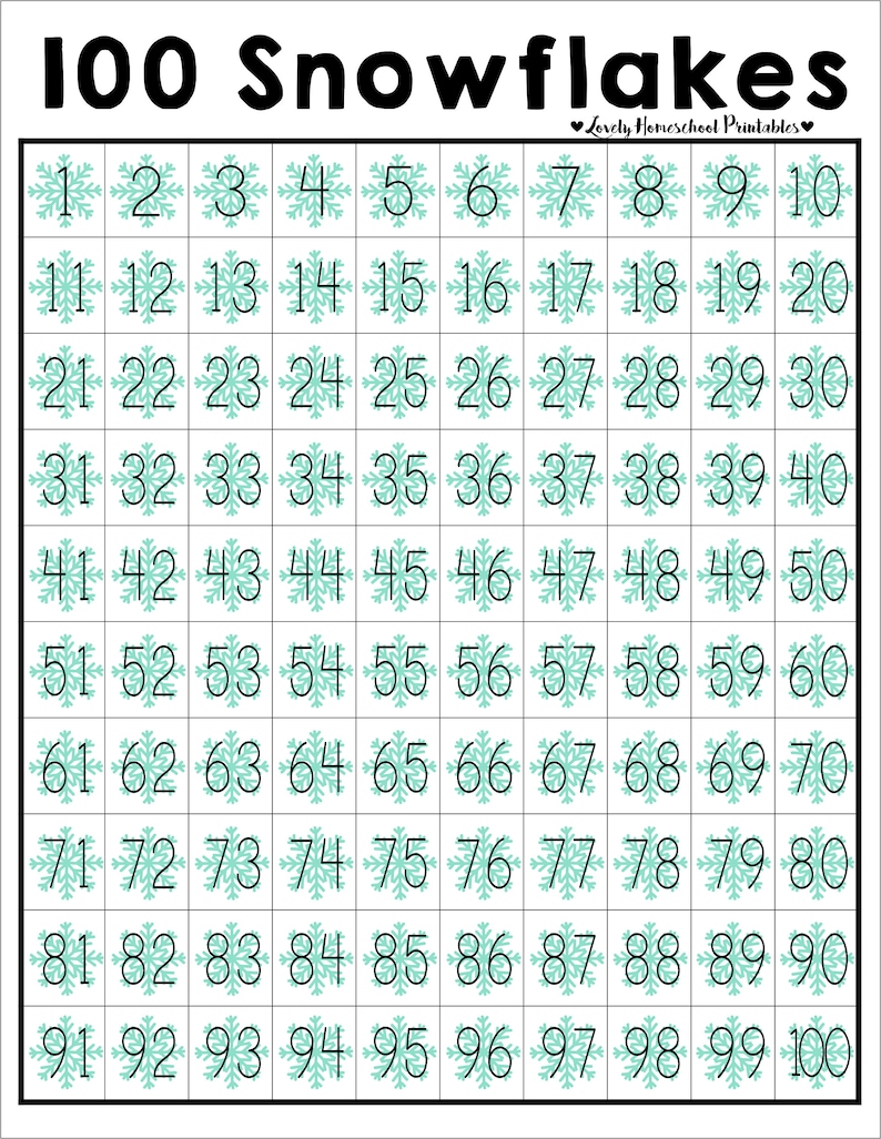Snowflake Hundred Chart, Hundred Chart, Preschool Math, Homeschool Math ...
