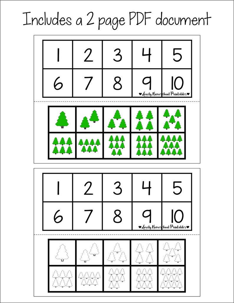 Christmas Tree Count, Cut & Glue 1-10, Preschool Math Printable ...