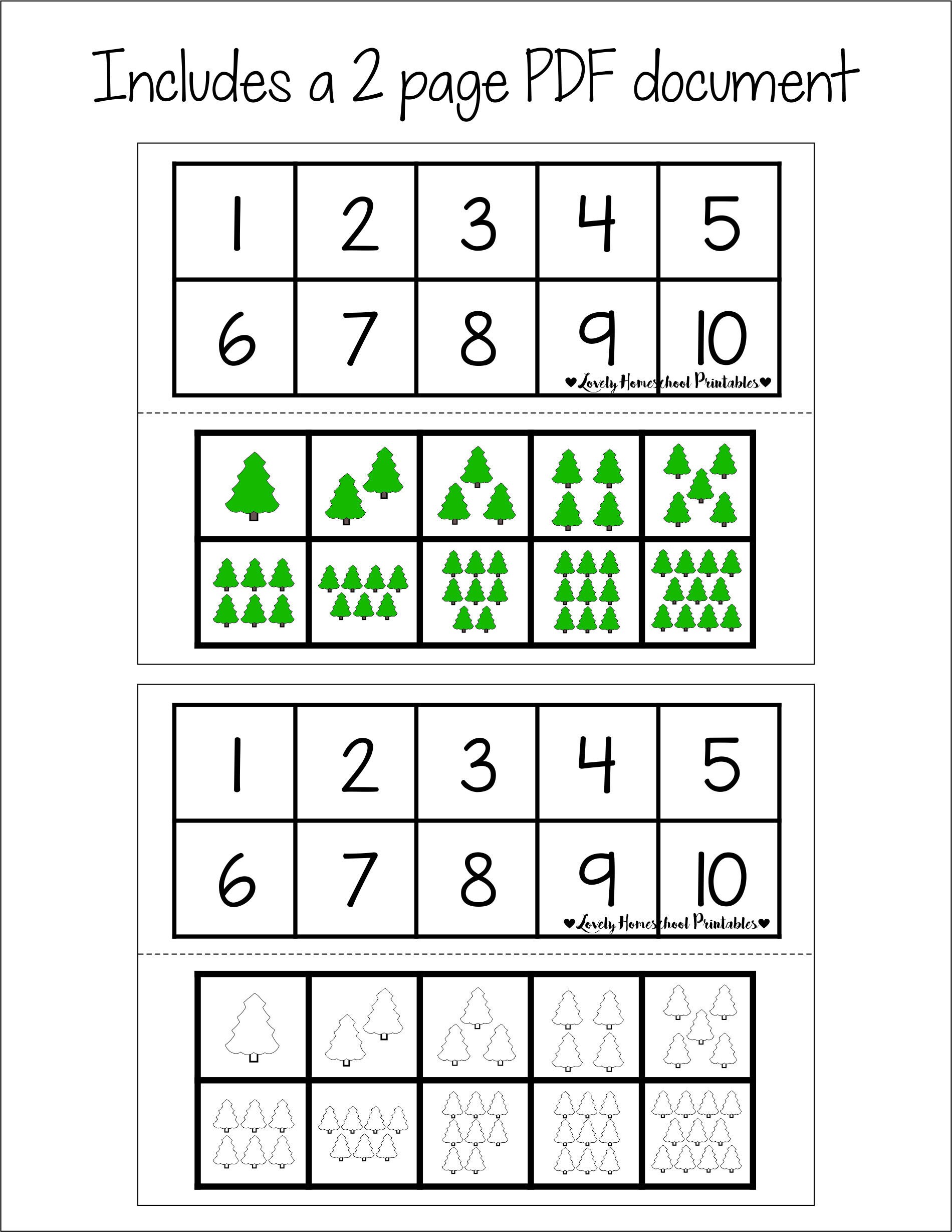 Christmas Tree Count, Cut & Glue 1-10, Preschool Math Printable ...