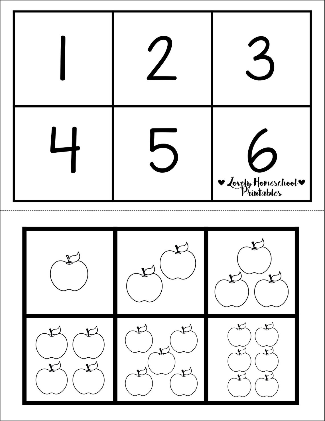 Apple Count, Cut & Glue 1-6, Preschool Math Printable, Home School Math ...