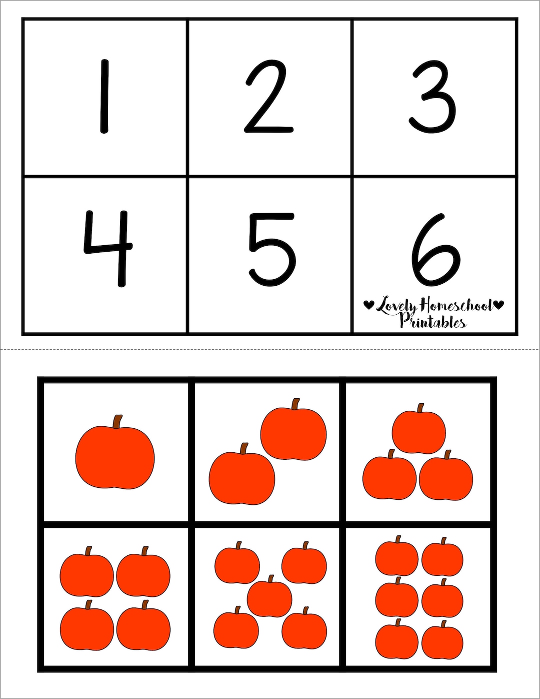 Pumpkin Count, Cut & Glue 1-6, Preschool Math Printable, Home School ...