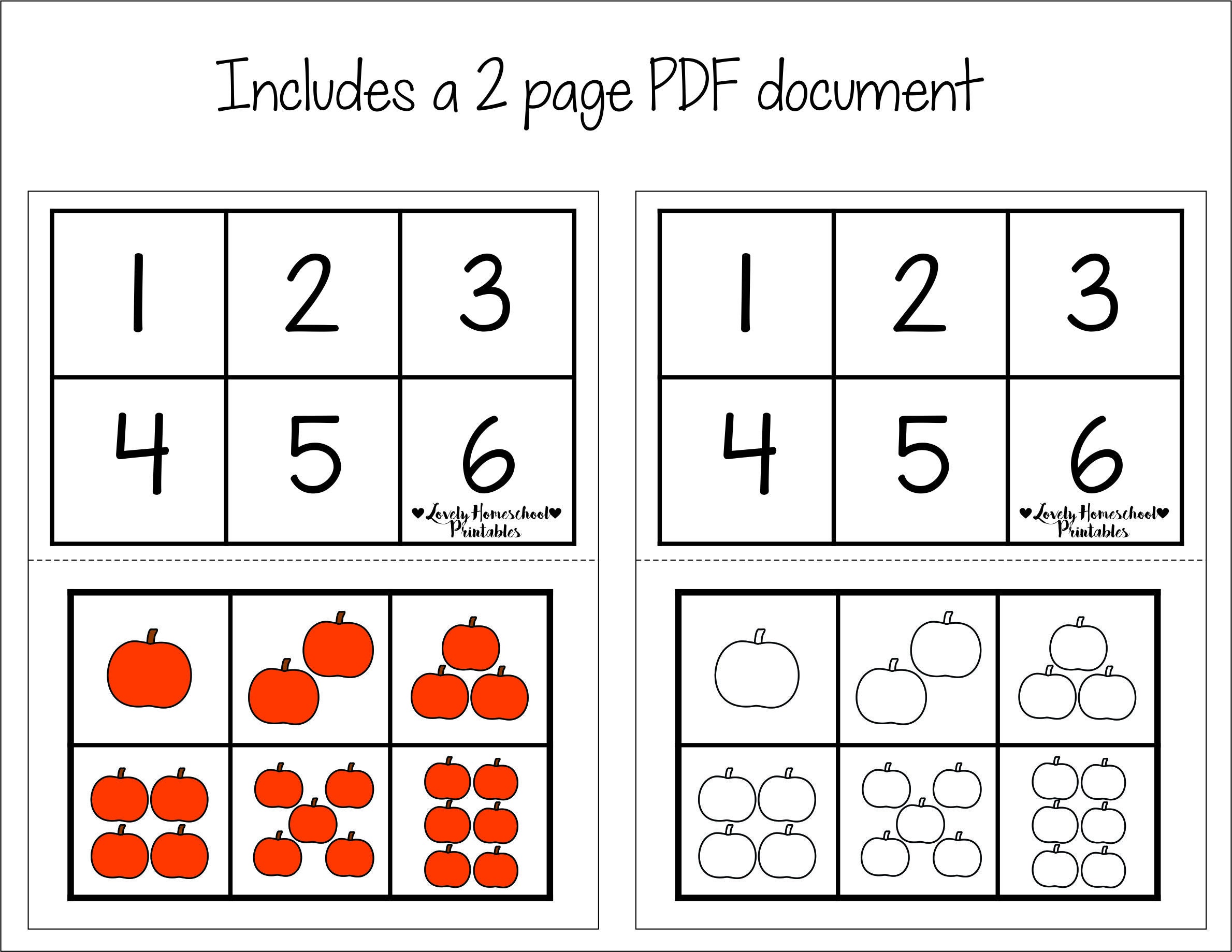 Pumpkin Count, Cut & Glue 1-6, Preschool Math Printable, Home School ...