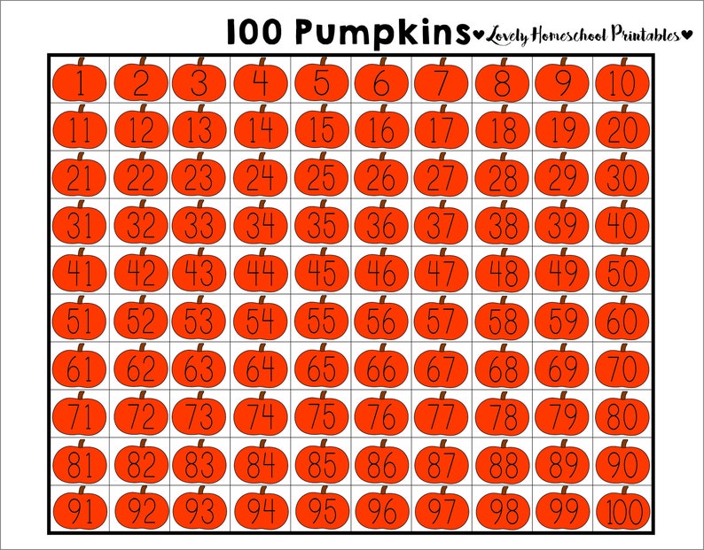 Pumpkin Hundred Chart, Hundred Chart, Preschool Math, Homeschool Math ...